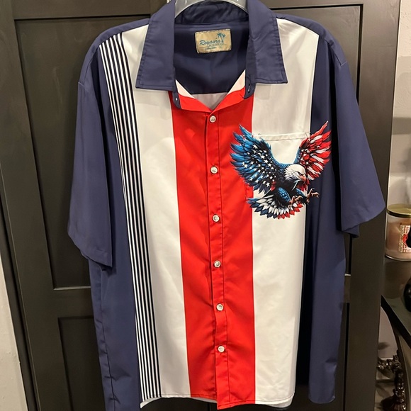 Royaura Hawaiian | Shirts | Mens Red White Blue With The Eagle By The ...